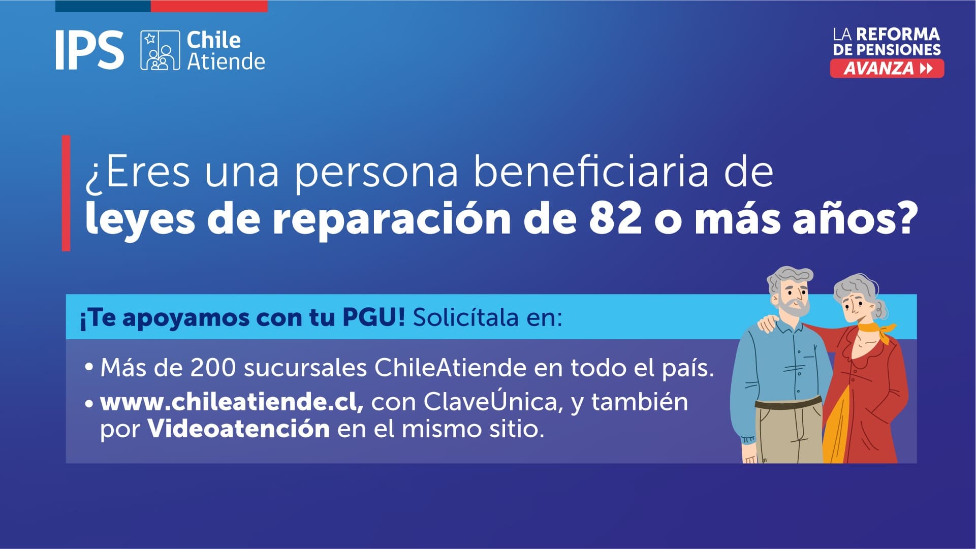 PGU para beneficiarios de leyes de reparación de 82 años y más